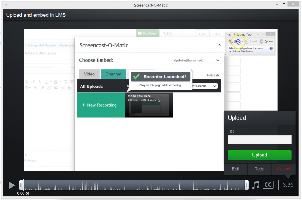 Screencast-o-Matic: Uploading Videos to Discussions – Technology Directions